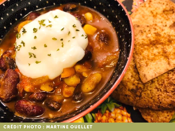 Chili végétarien aux trois légumineuses - Minçavi