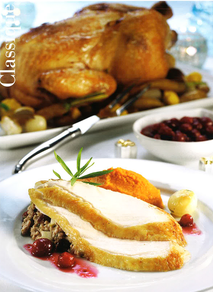 Dinde rôtie farcie aux pommes et canneberges - Minçavi